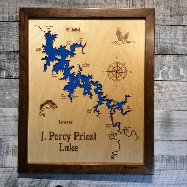 Lake Percy Priest Lake Map Etsy