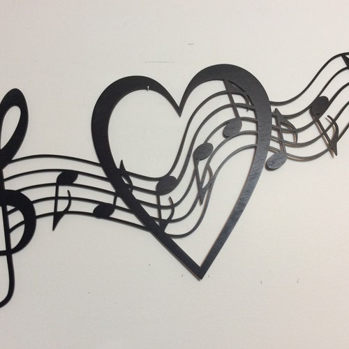 Music Notes With Heart Wavy Staff - Etsy