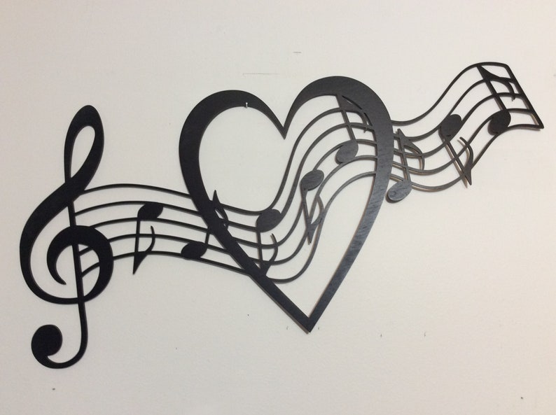 Music Notes With Heart Wavy Staff - Etsy