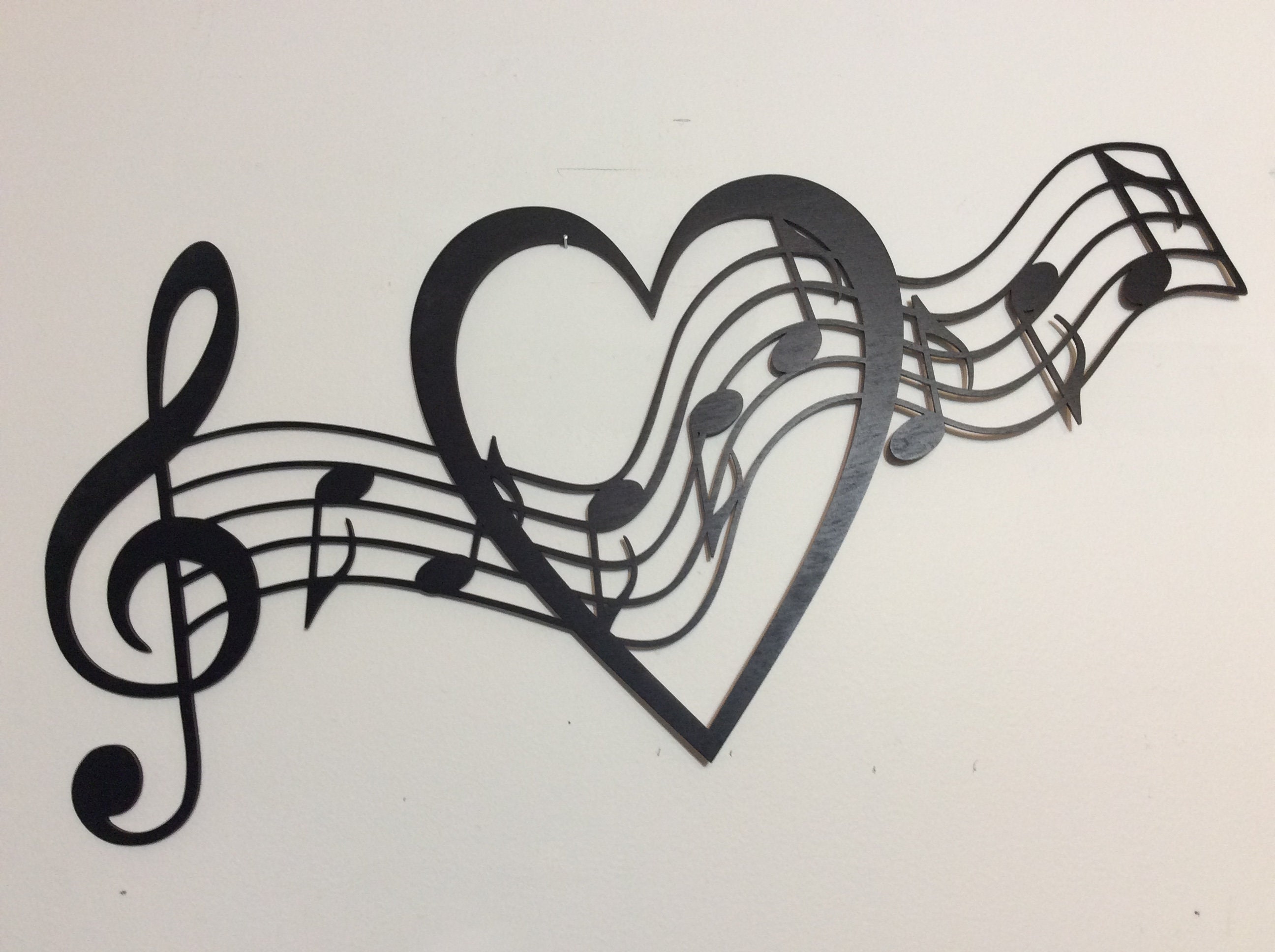 Music Notes With Heart Wavy Staff - Etsy UK