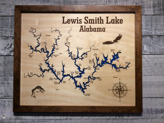 Lewis Smith Lake Alabama Fishing Map Sipsey Fork Drainage, Including