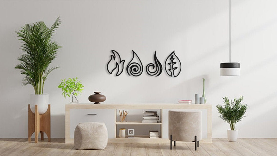 4 Elements Wall Decor, Four Elements Wooden Wall Art, Hanging Wall Art ...