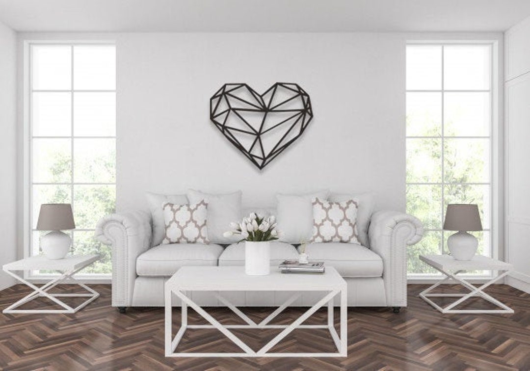 Heart Wall Decor, Heart Wall Art Geometric, Polygonal Heart, Wooden ...