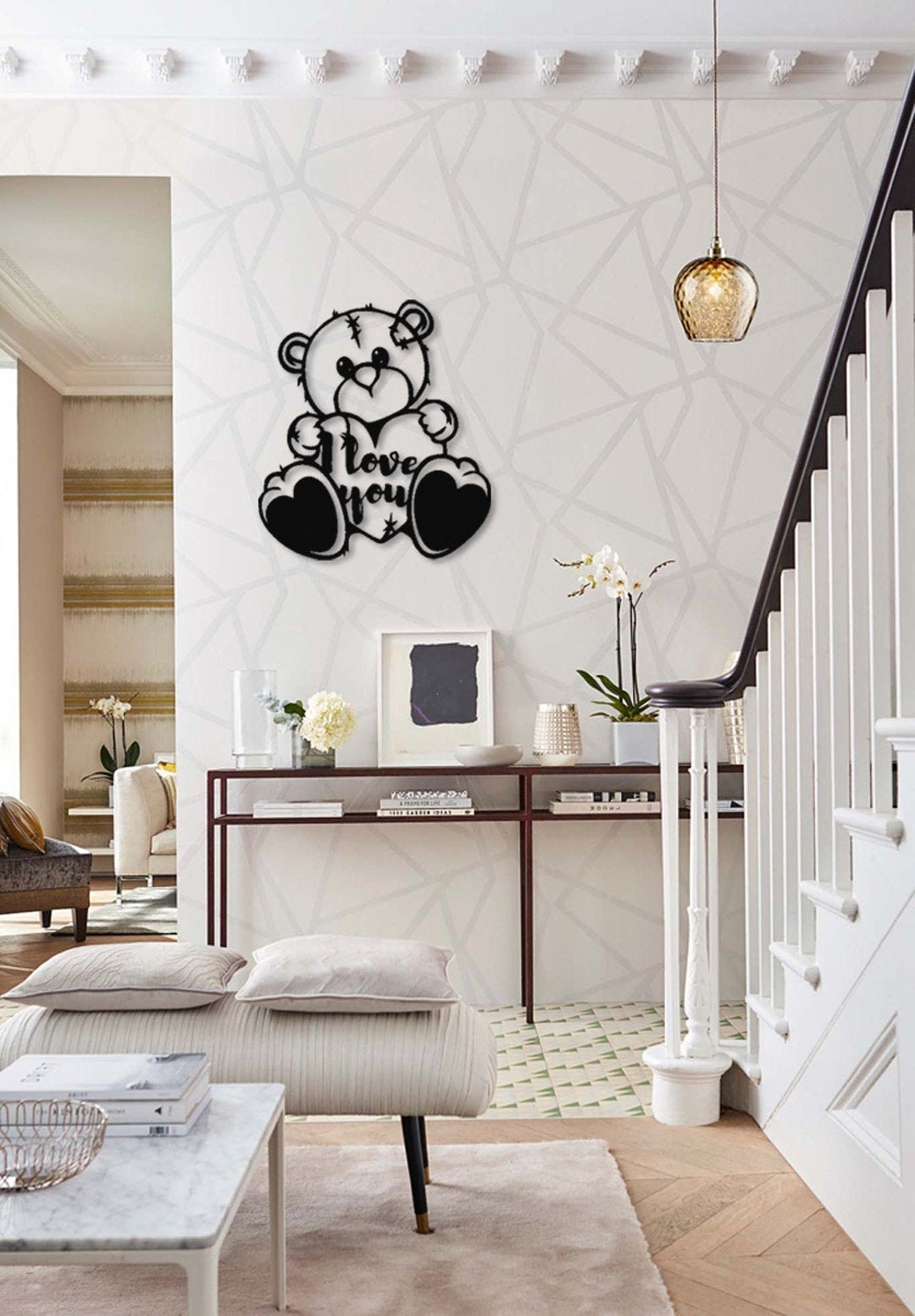 Wooden Wall Art Bear, Teddy Bear Wall Decor, Hanging Wall Art Teddy ...