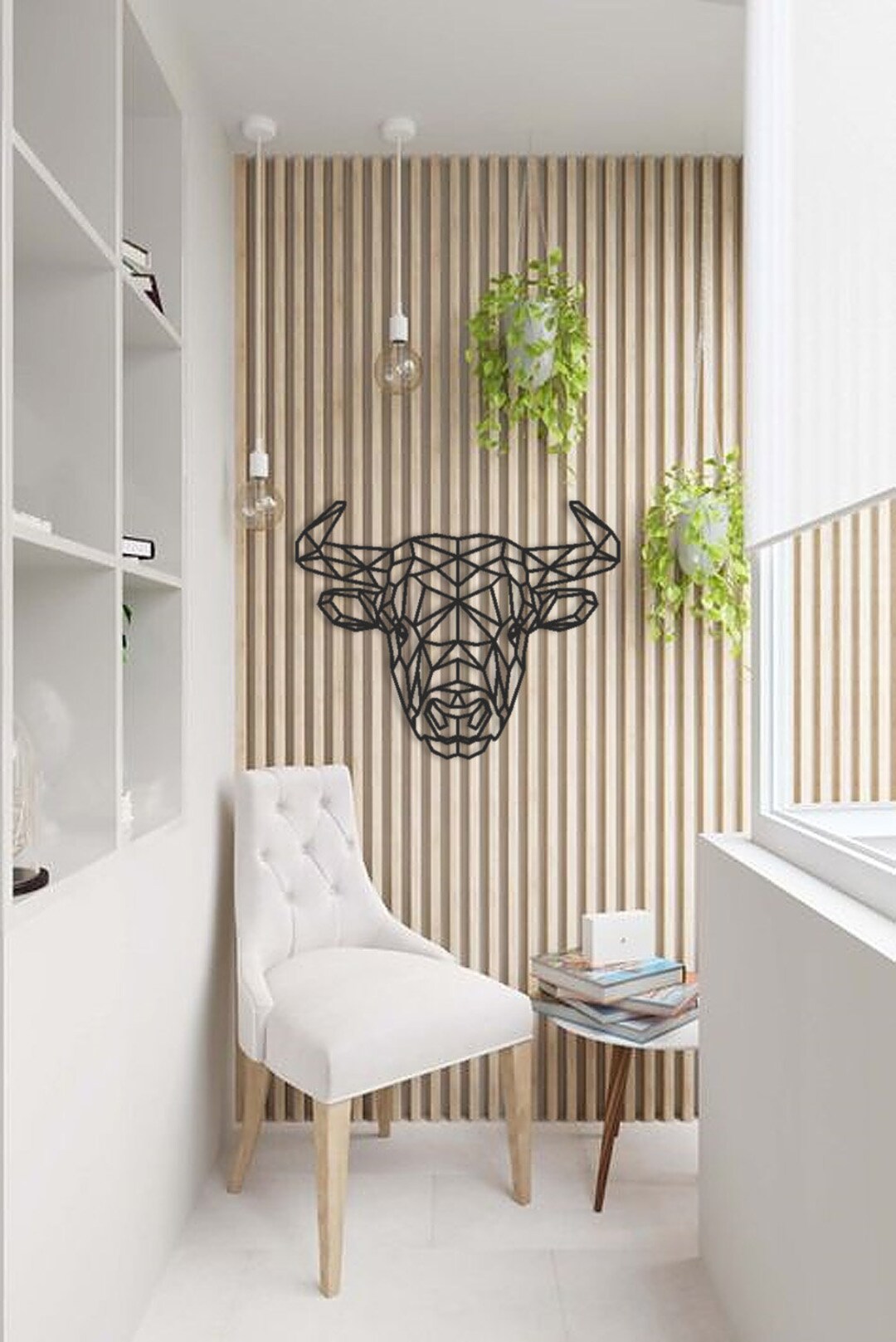 Bull Head, Wooden Geometric Bull Head, Bull Head Wall Decor, Wooden ...