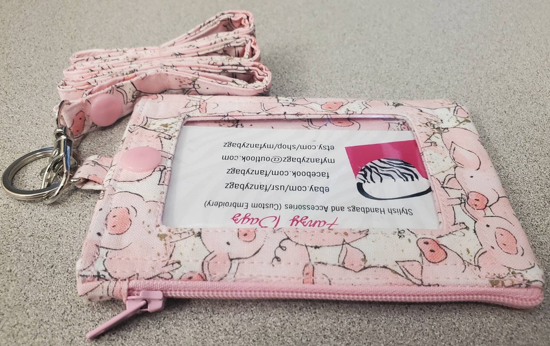 Super Cute Piggy Print ID Wallet Key Chain - Etsy