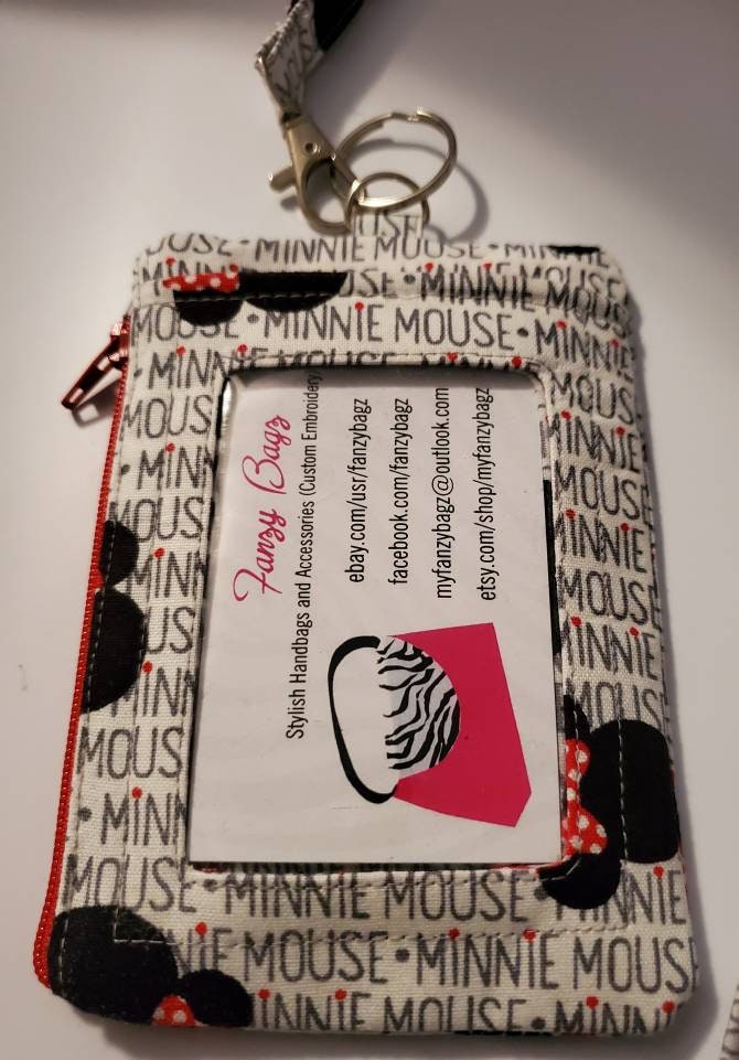 Super Cute Inspired Mouse Print ID Wallet Key Chain/lanyard | Etsy