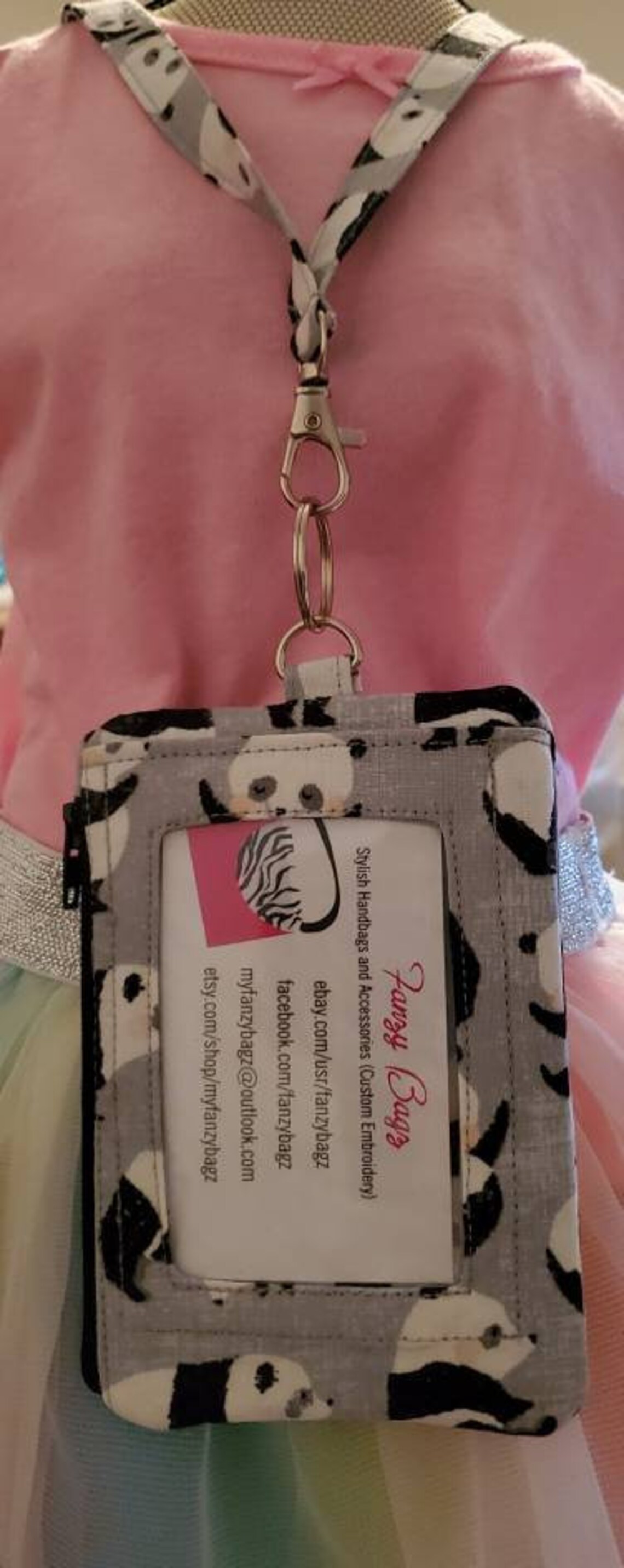 Super Cute Panda Print ID Wallet Key Chain Wristlet/lanyard - Etsy
