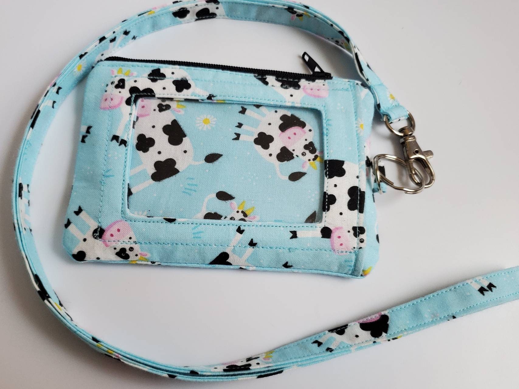 Super Cute Light Blue Moomoo Cow Print ID & Coin Wallet Key | Etsy