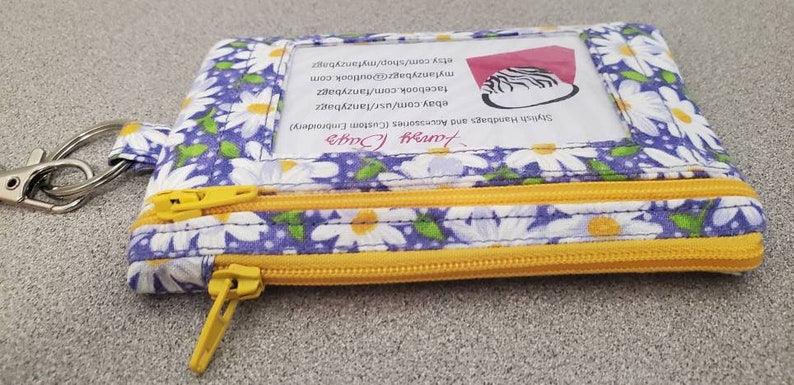 Super Cute Daisy Flower Purple Print ID Wallet Key Chain - Etsy