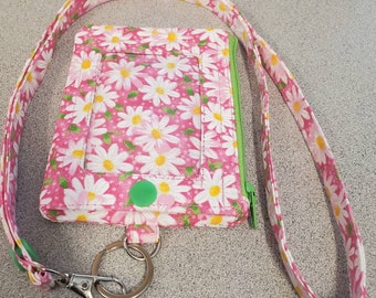 Super Cute Daisy Flower Purple Print ID Wallet Key Chain | Etsy