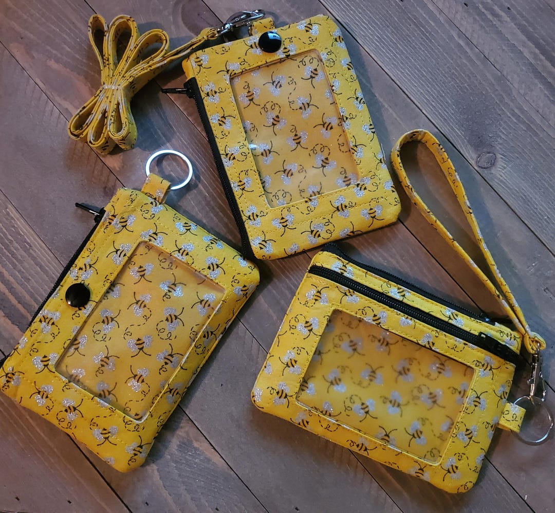 Super Cute Honey Bee Print ID Wallet Key Chain Wristlet - Etsy