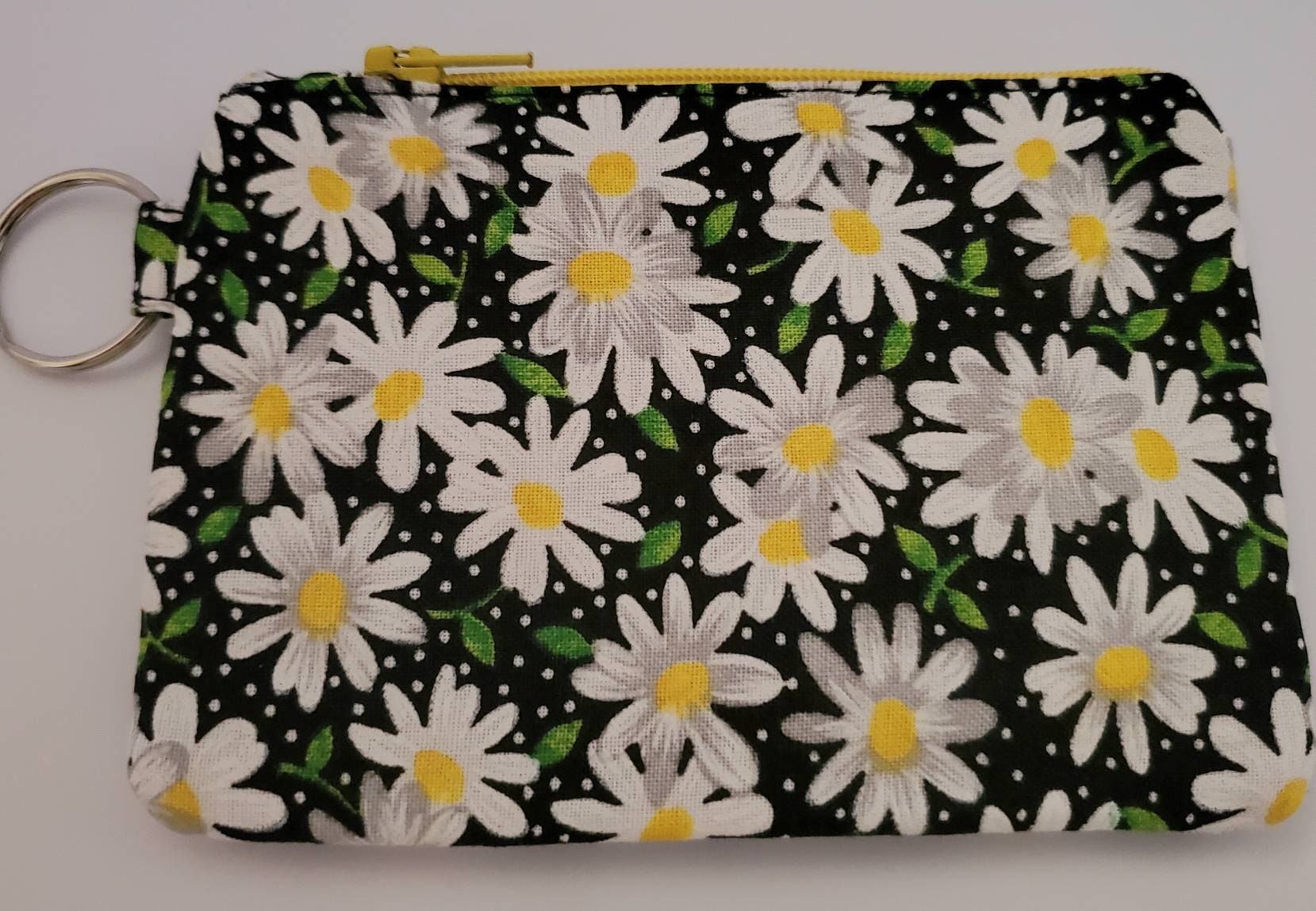 Super Cute Black Daisy Print ID Wallet Key Chain | Etsy