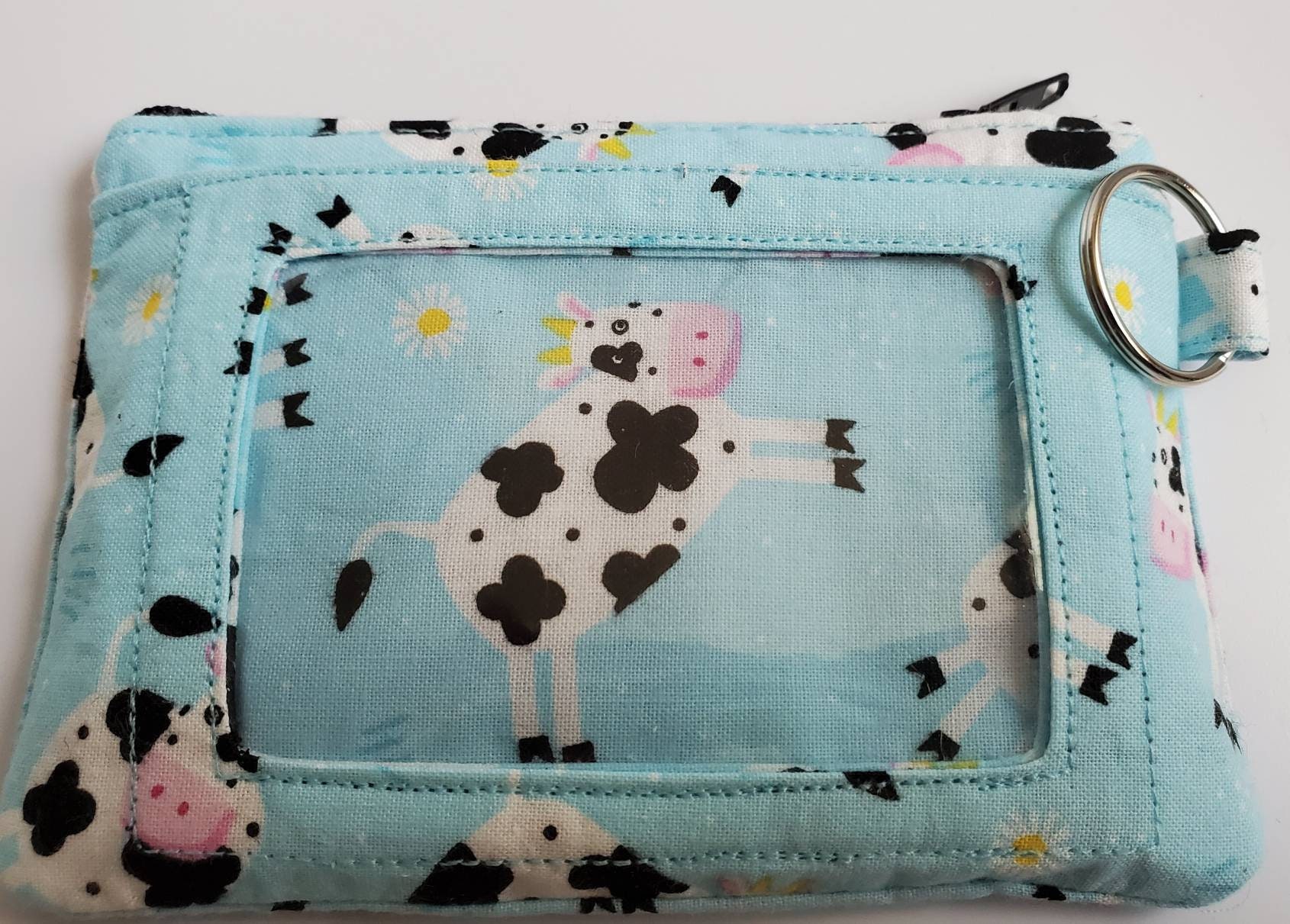 Super Cute Light Blue Moomoo Cow Print ID & Coin Wallet Key | Etsy