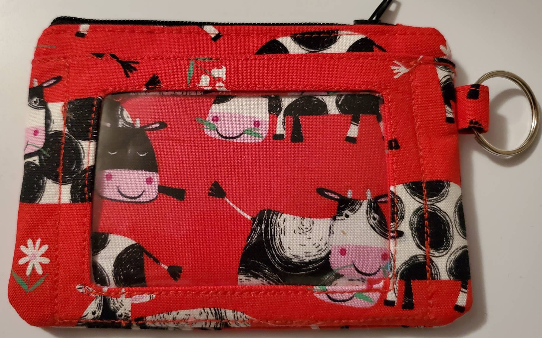 Super Cute Red Moomoo Cow Print ID Wallet Key Chain - Etsy