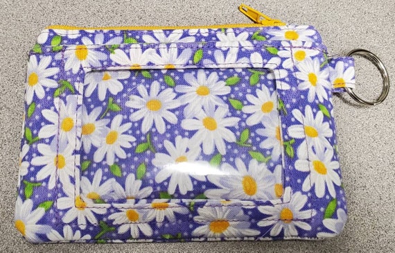 Super Cute Daisy Flower Purple Print ID Wallet Key Chain | Etsy