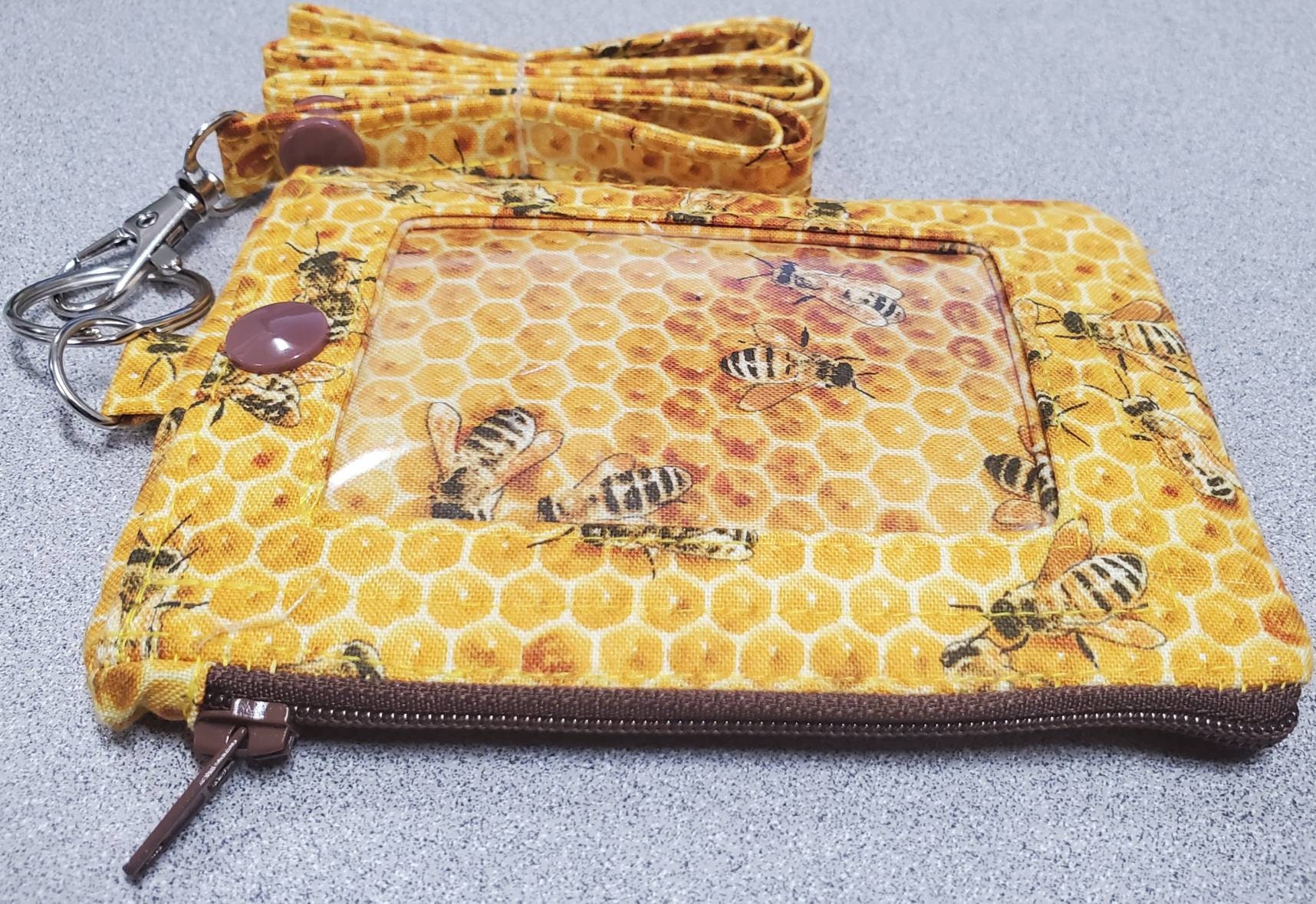 Super Cute Honey Bumble Bee Print ID Wallet Key Chain | Etsy