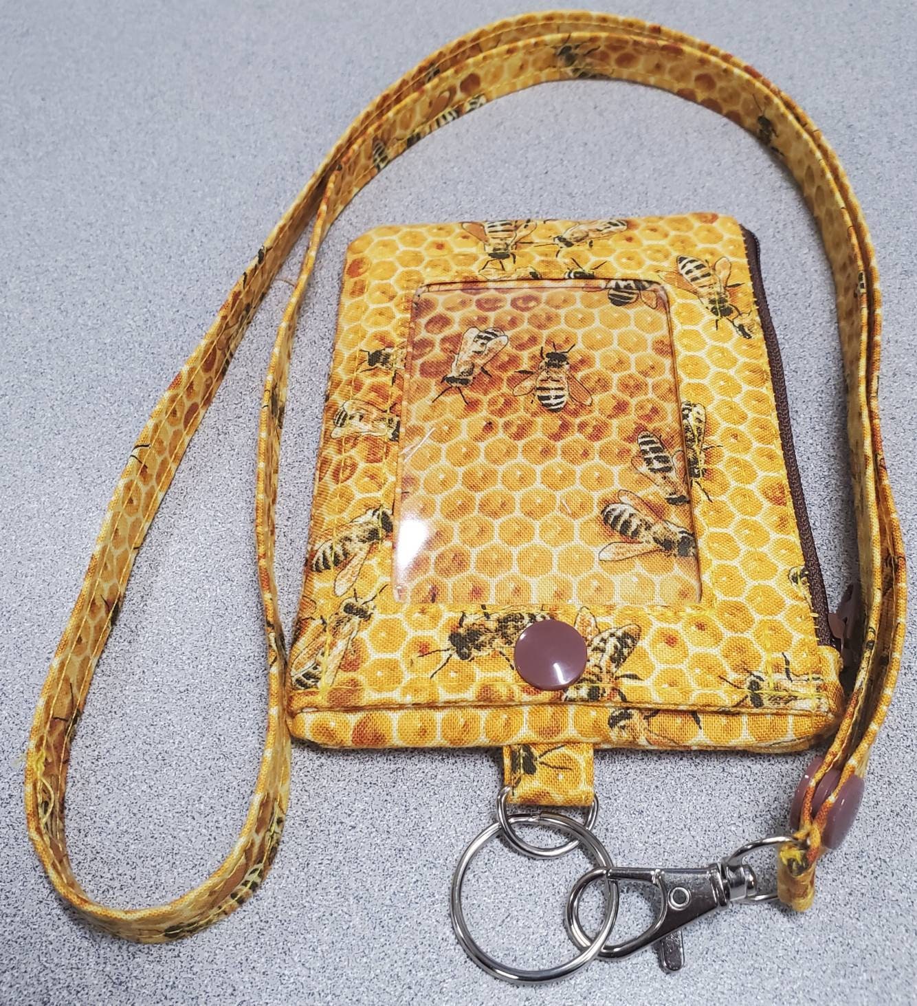 Super Cute Honey Bumble Bee Print ID Wallet Key Chain | Etsy