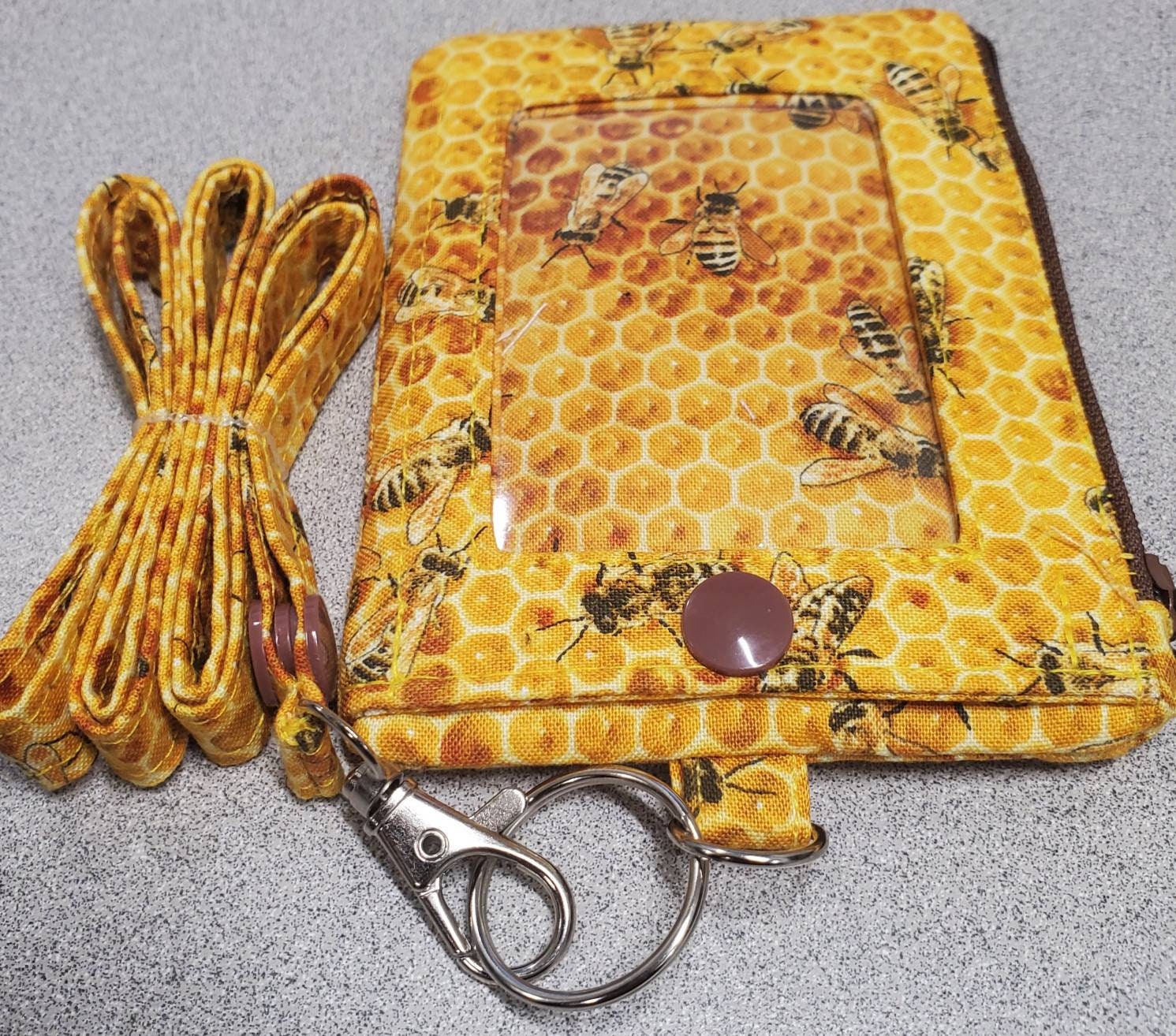 Super Cute Honey Bumble Bee Print ID Wallet Key Chain | Etsy