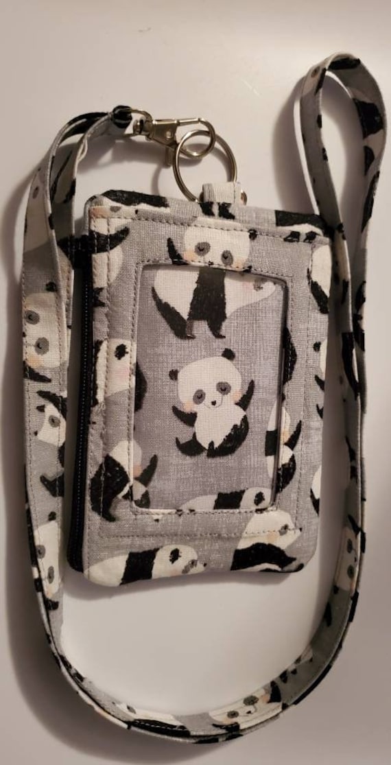 Super Cute Panda Print ID Wallet Key Chain Wristlet/lanyard | Etsy