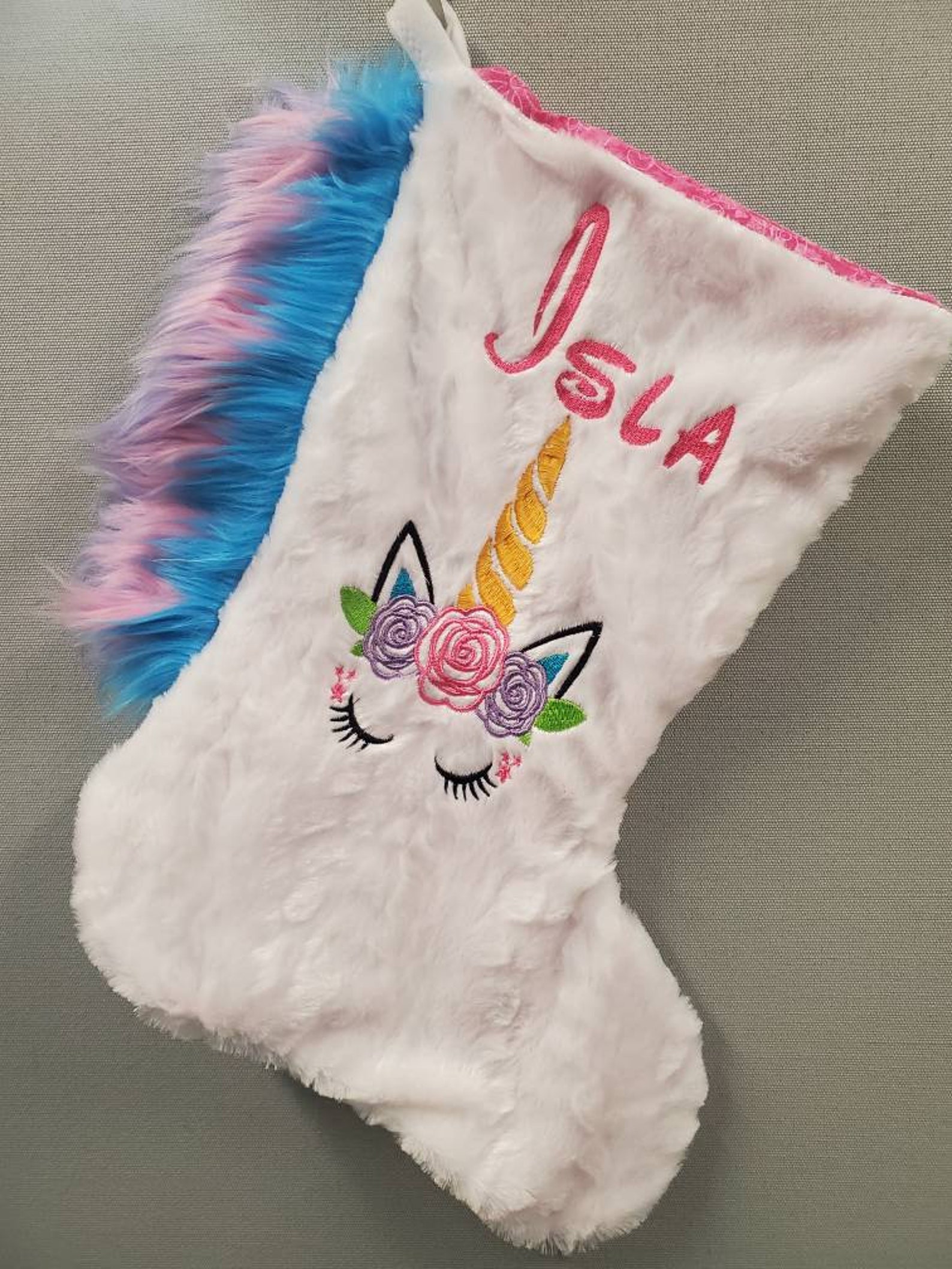 Super Cute Handmade Faux Fur Unicorn Christmas Stocking - Etsy
