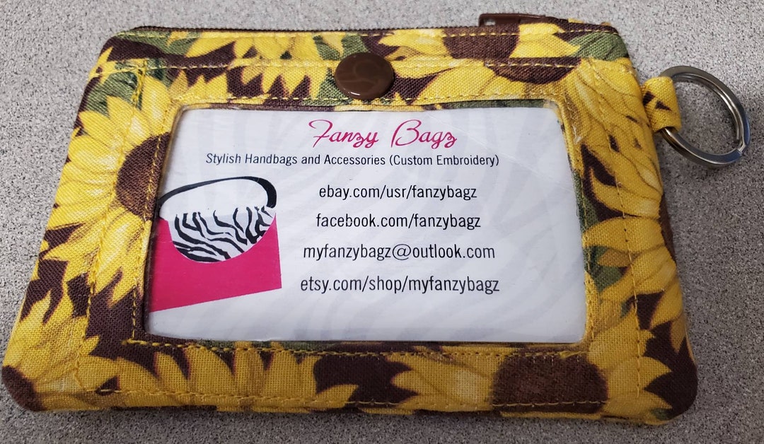 Super Cute Fall Sunflower Print ID Wallet Key Chain Wristlet/lanyard - Etsy