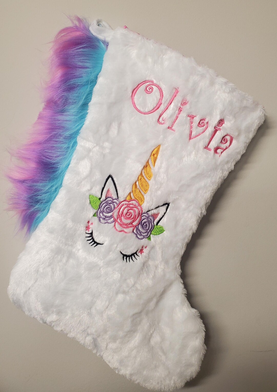 Super Cute Handmade Faux Fur Unicorn Christmas Stocking - Etsy