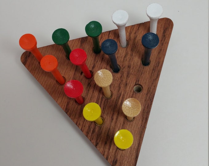 Golf Tee Game, Wood Triangle, Stocking Stuffer, Oak Wooden Game, Peg ...