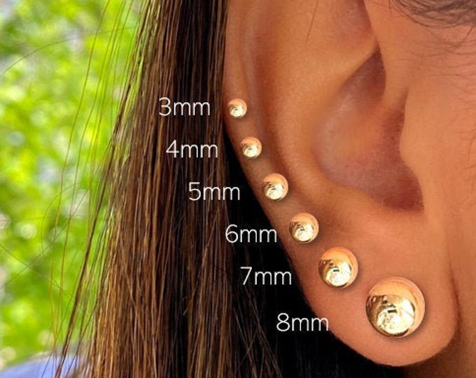 14K Solid Gold Ball Studs. Screwback Ball Studs- Solid Gold Ball Studs ...