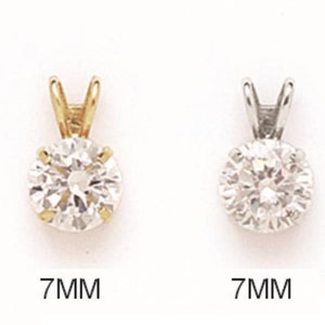 14K Solid Gold Solitaire Round Cut Pendant | Classy Round Pendant Set ...