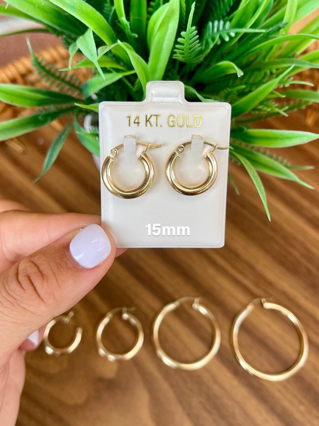 14K Italian Gold 3mm Thick Chunky Hoops | Trendy Thick Hoops | Big ...