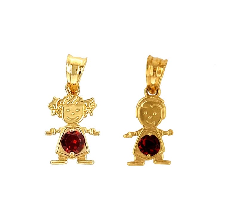 14K Gold Boy or Girl Pendant – Personalized Birthstone Charm – A ...