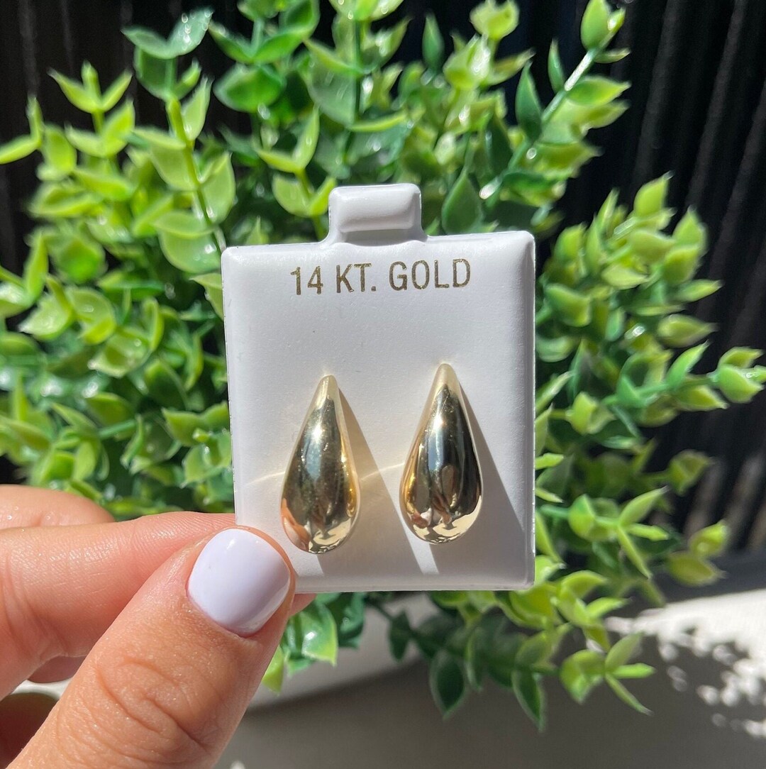 14K Gold Chunky Tear Drop Puffy Dome Earrings Trendy Bottega Inspired Earrings - Etsy Canada