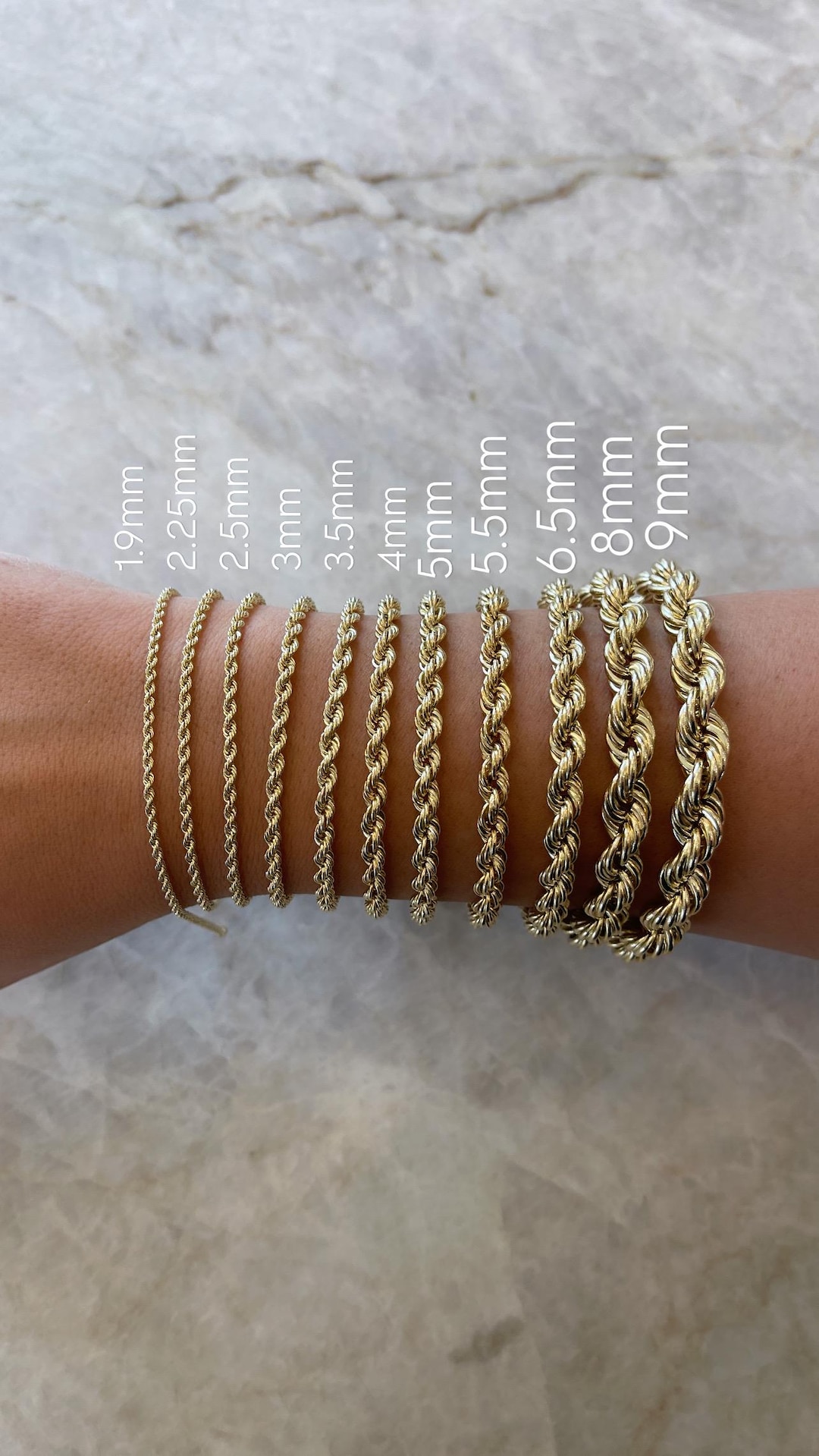 14K Gold Rope Chain Bracelet | Rope Gold Bracelet | 14K Gold Chains 7 ...