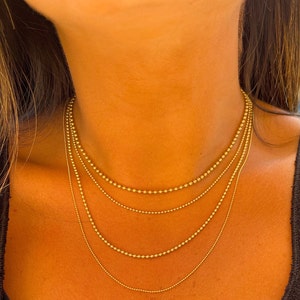 14K Solid Gold Ball Chain | Ball Dainty Chain | Gold Ball Necklace ...