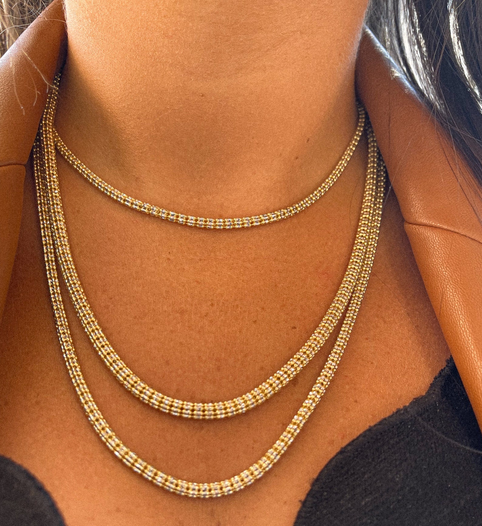 14K Gold Two Tone Ice Chain Diamond Cut 14K Ice Link Chain - Etsy
