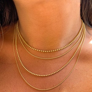 14K Solid Gold Ball Chain | Ball Dainty Chain | Gold Ball Necklace ...