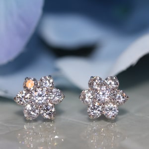 14K Solid White Gold Flower Shaped Screw-back Stud Earrings - Etsy