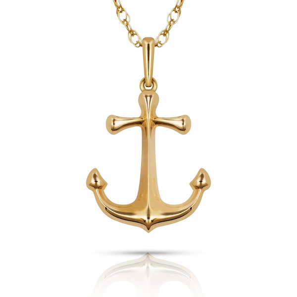 Gold Anchor Pendant - Etsy
