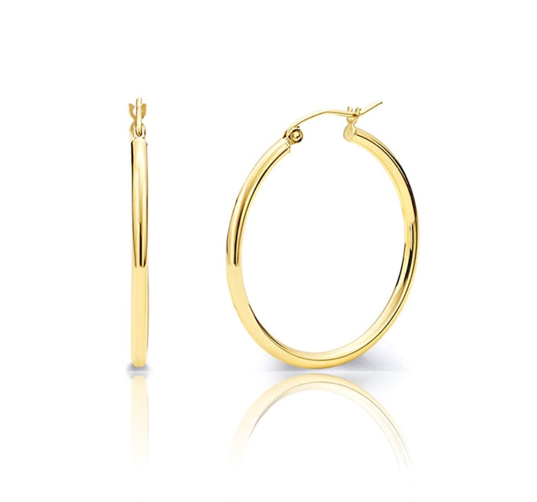 14K Solid Gold Hoops | 1.2mm Thick Hoops| Stacking Hoops | 1.2 Mm Hinge ...
