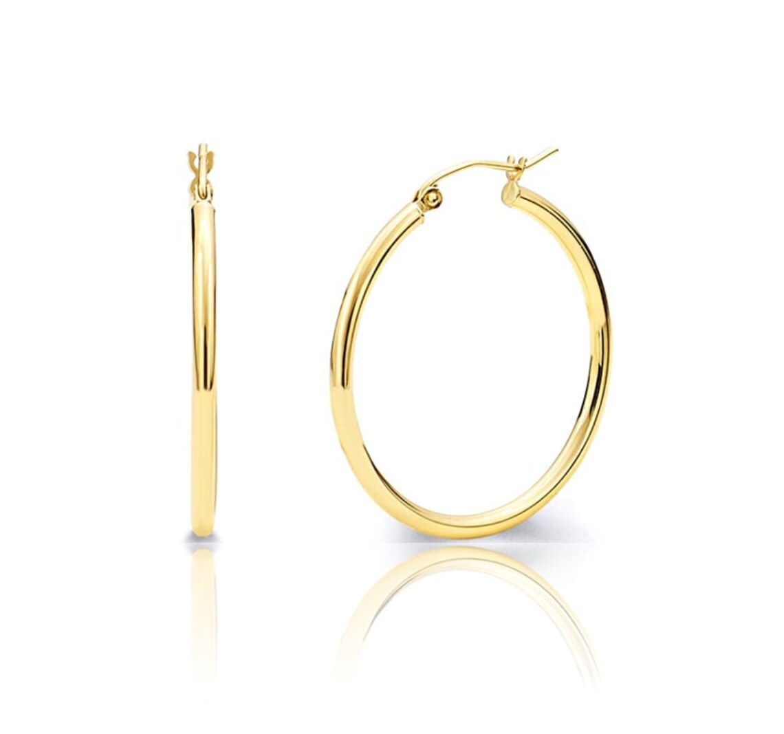 14K Solid Gold Hoops | 1.2mm Thick Hoops| Stacking Hoops | 1.2 Mm Hinge ...