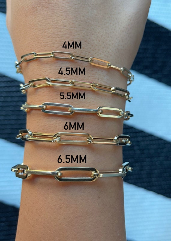 14K Gold Paperclip Bracelets Unisex Paperclip Bracelets 14K Gold Elongated Paperclip Bracelet Etsy