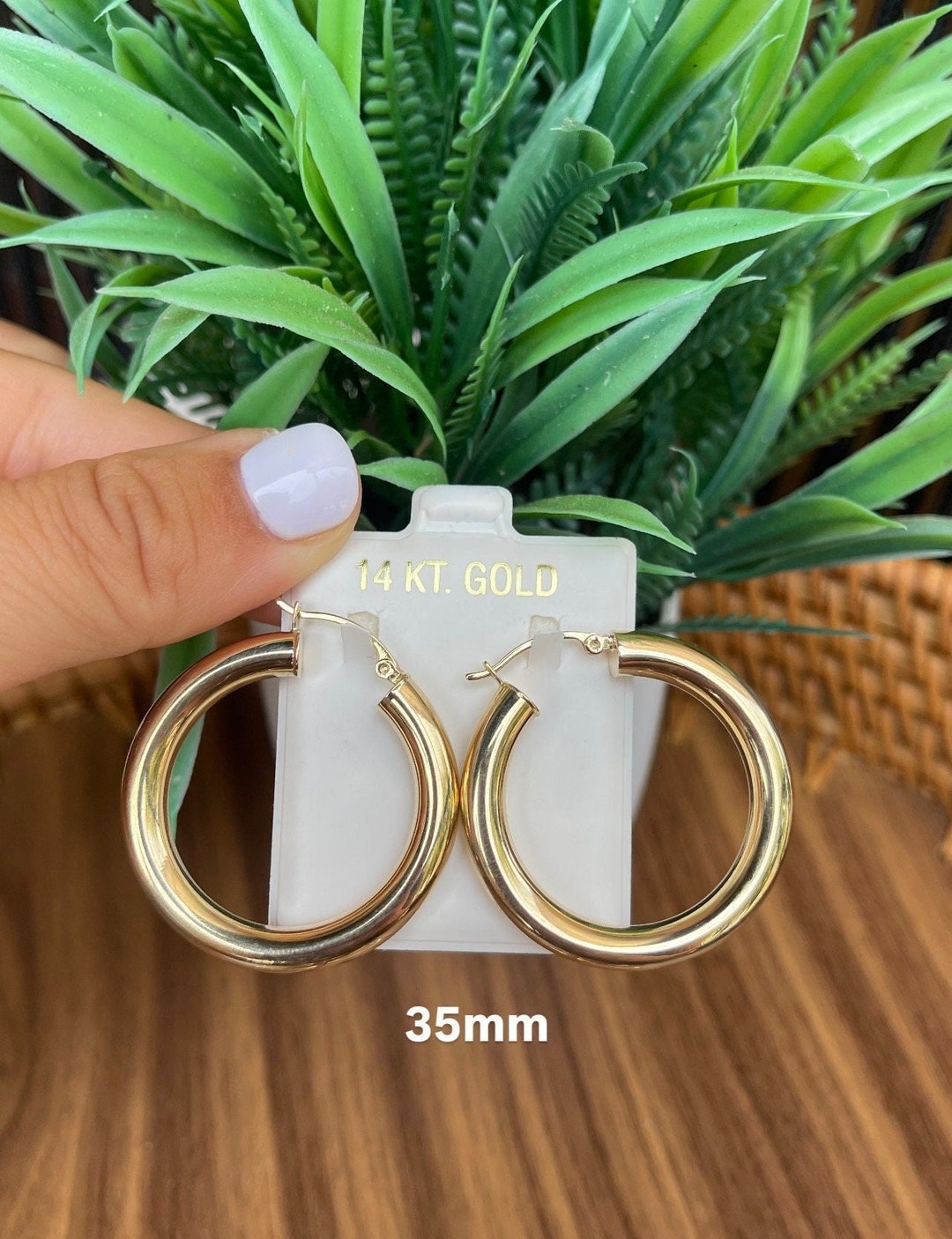 14K Italian Gold 5mm Thick Chunky Hoops | Trendy Thick Hoops | Big ...