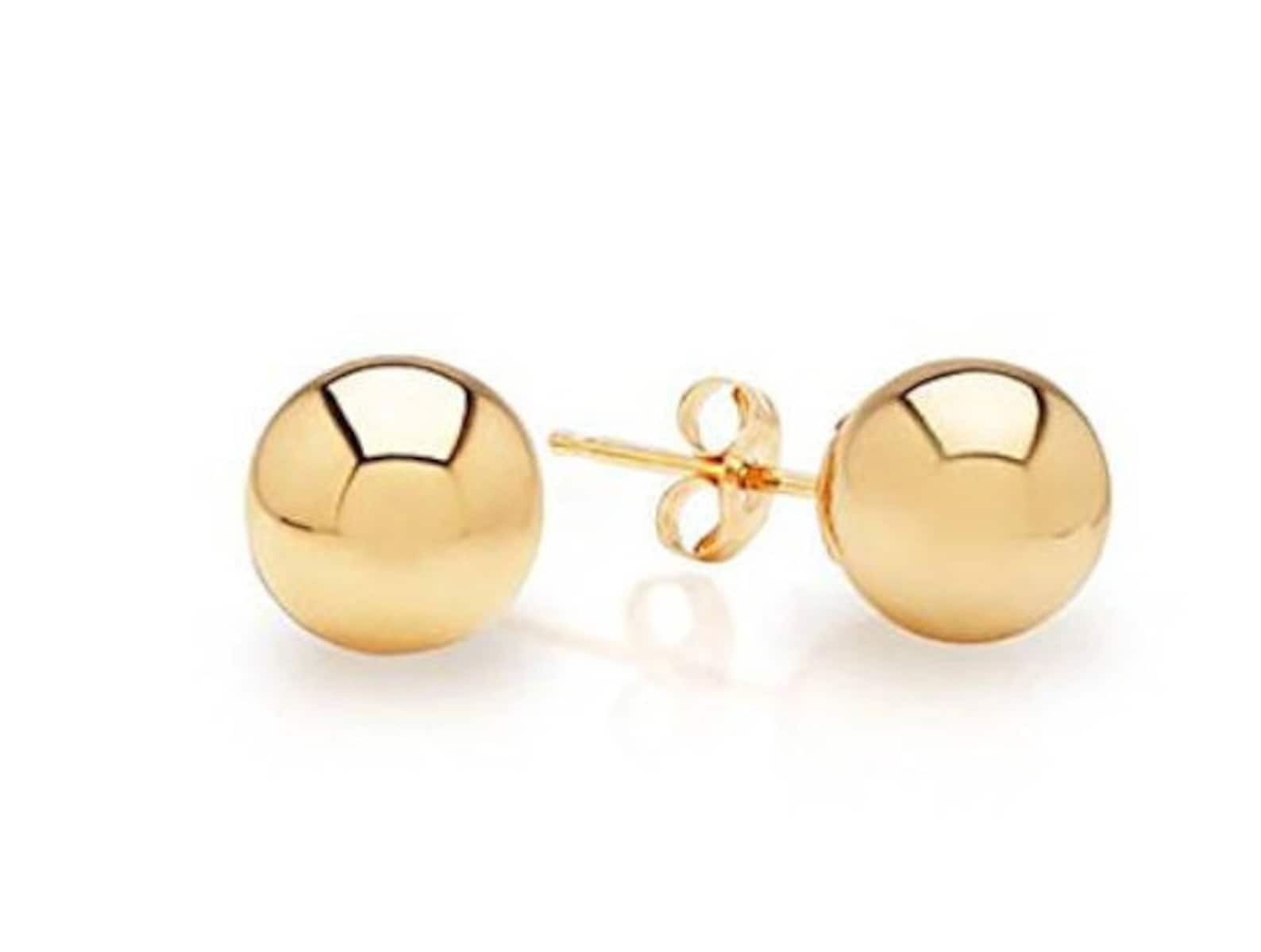 14K Yellow Gold Ball Push Back Studs Tiny Earring Stud - Etsy