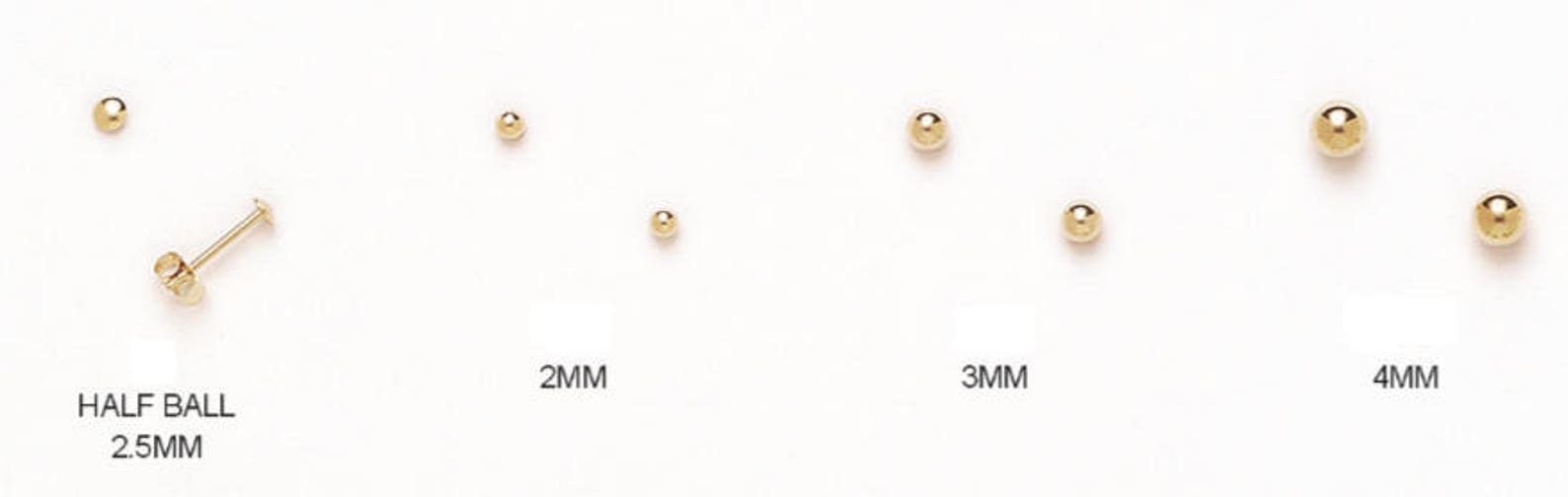14K Yellow Gold Ball Push Back Studs Tiny Earring Stud - Etsy