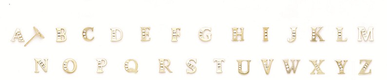 14K SOLID White/yellow Gold Letter Initial Stud Earring. 14k - Etsy