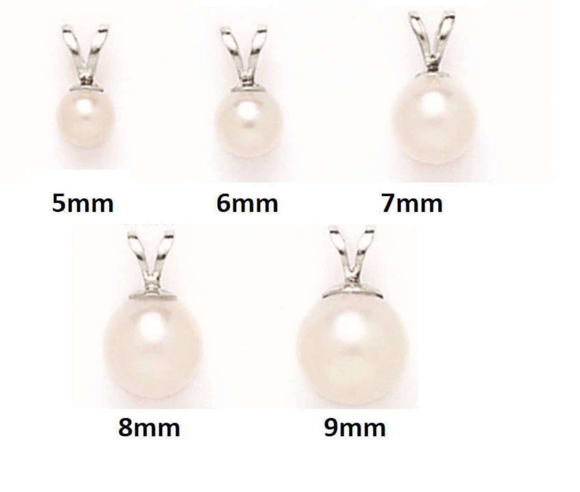 14K Pure Solid Gold Genuine Fresh Water Pearl Pendant 14K - Etsy