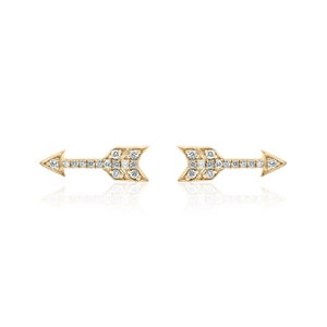 14K Solid Gold Diamond Arrow Earrings | Diamond Arrow Studs | Natural ...