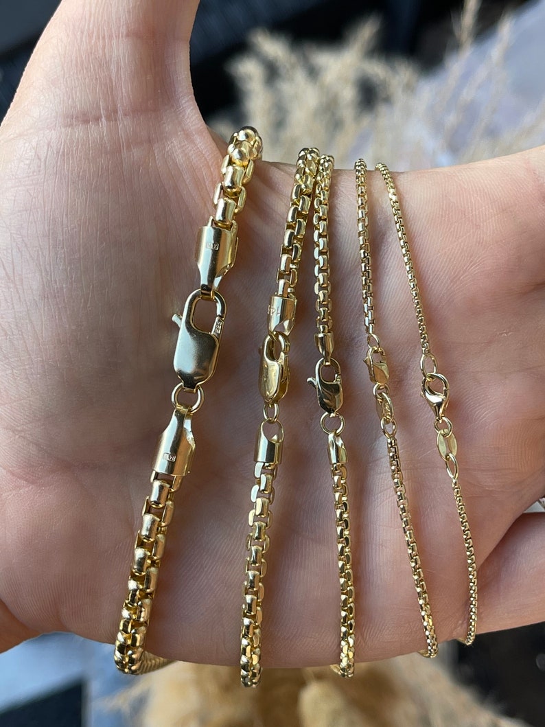 14K Gold Round Box Chain Round Box Delicate Gold Box Chain - Etsy