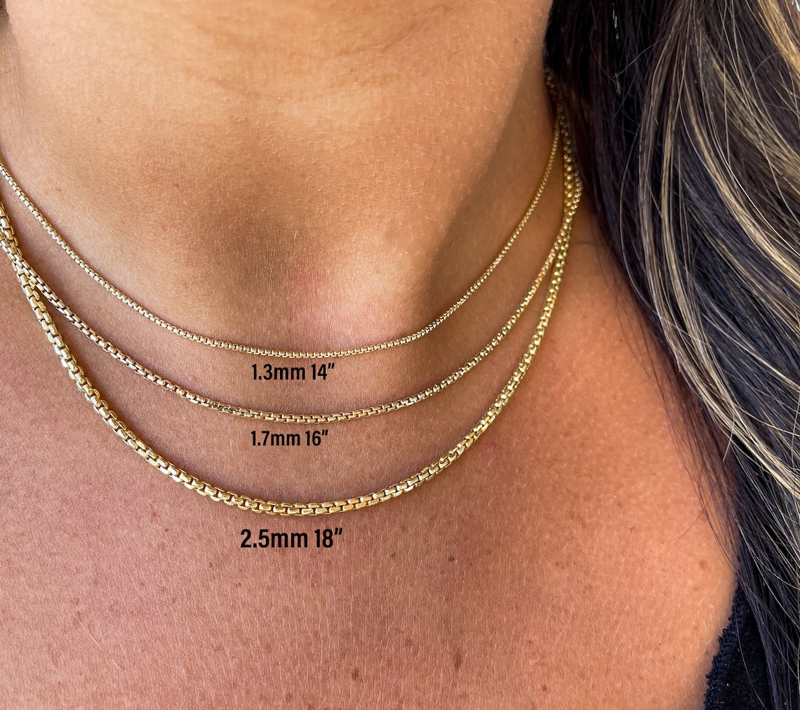 14K Gold Round Box Chain Round Box Delicate Gold Box Chain - Etsy